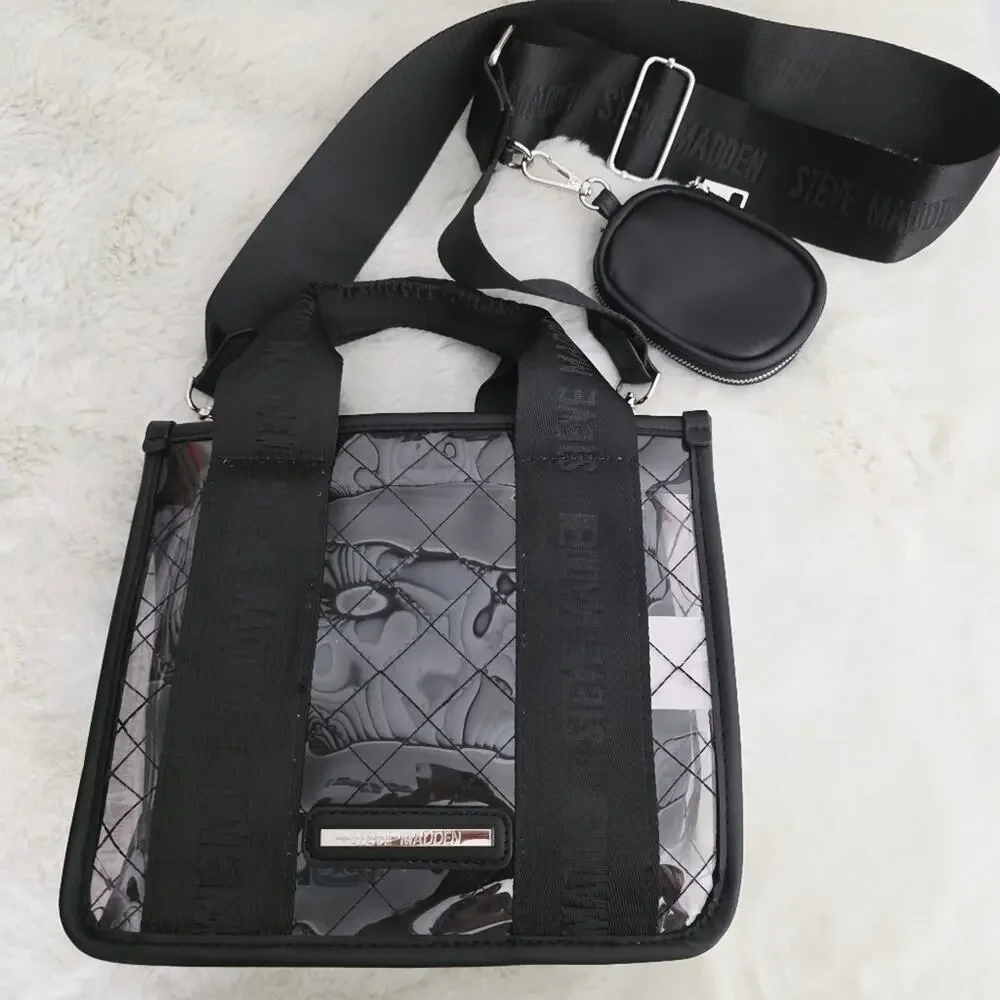 Steve Madden | Bags | Steve Madden Viral Bwebbero Clear Black Logo ...